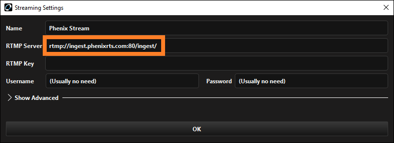 Streaming to Phenix – Quicklink Knowledge Base