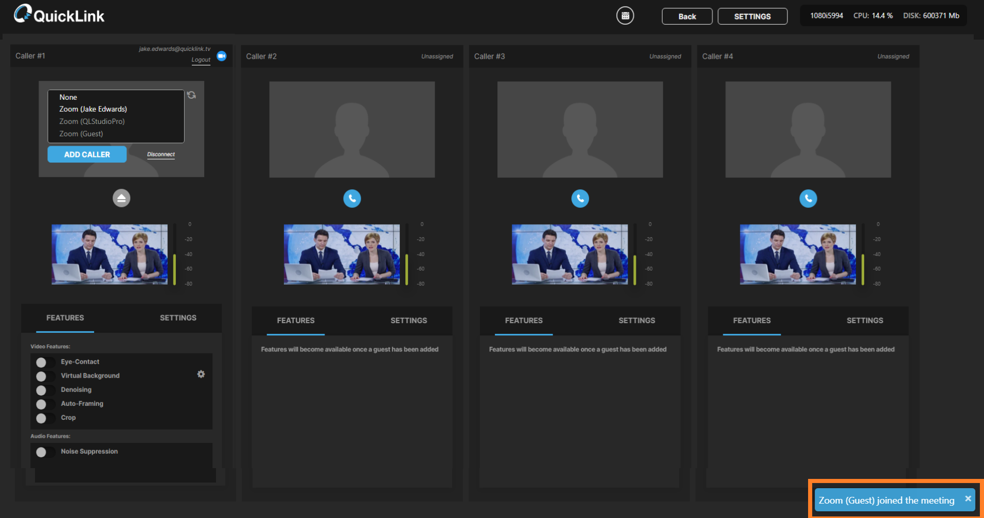 Introducing a Zoom Caller in StudioEdge – Quicklink Knowledge Base