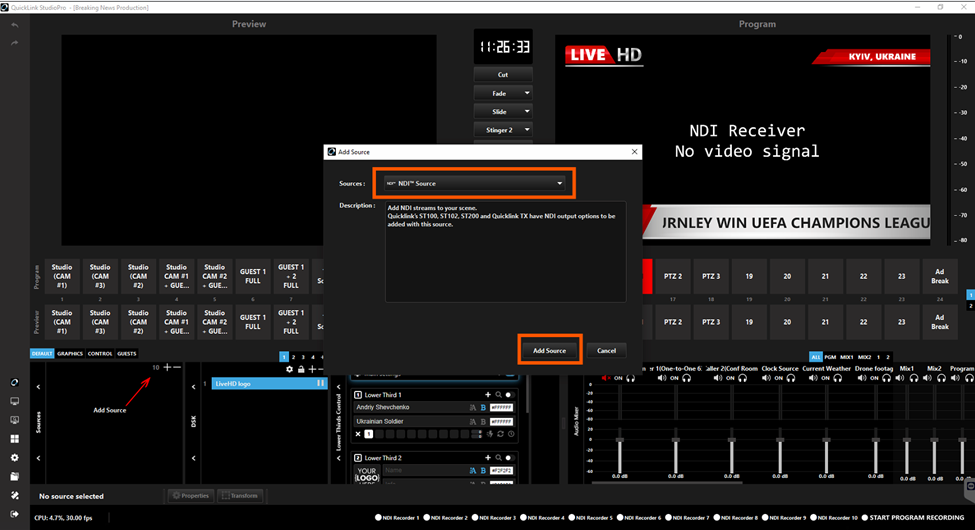 Introduce external audio via NDI – Quicklink Knowledge Base