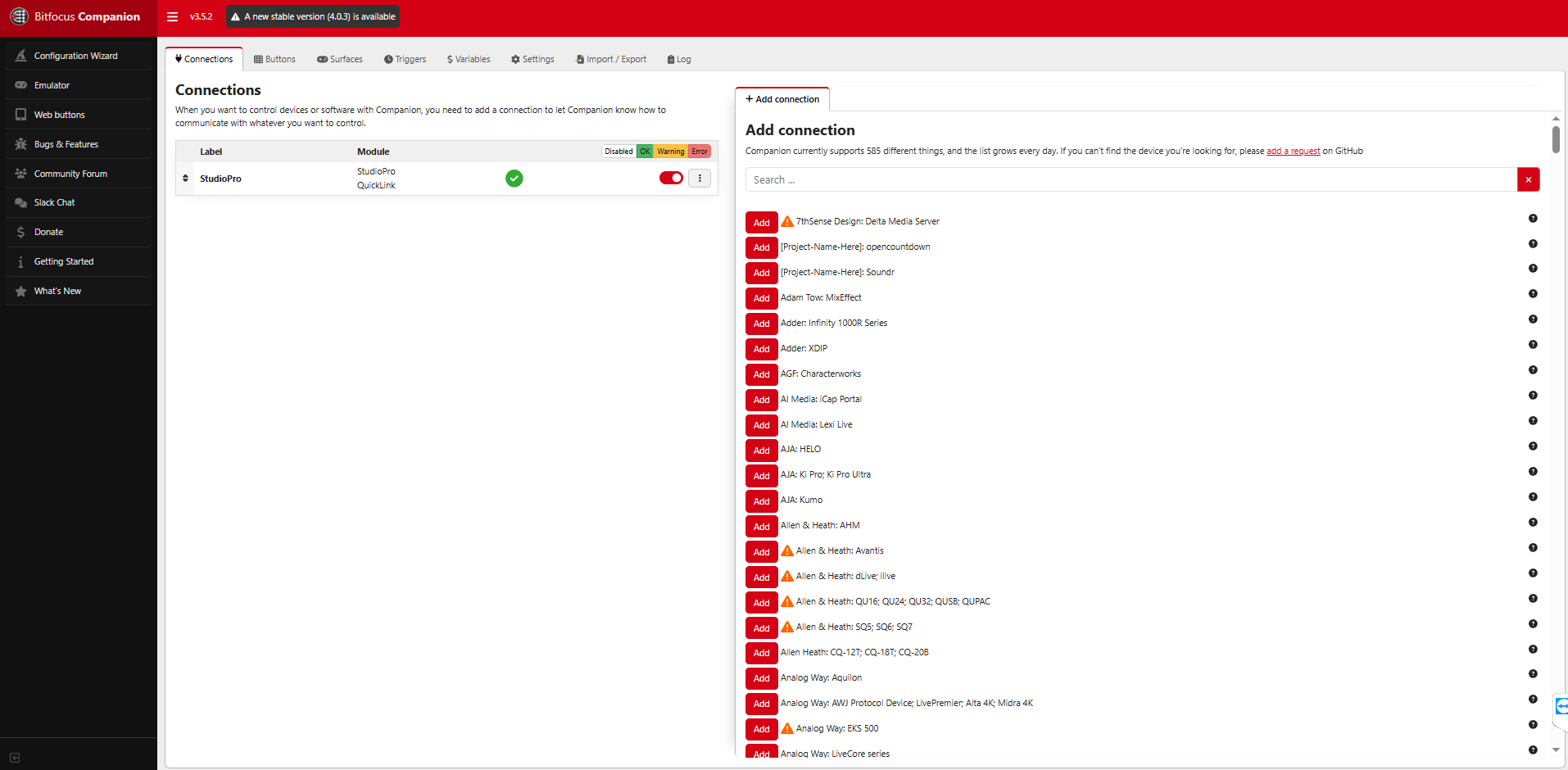 Bitfocus Companion User Instructions – Quicklink Knowledge Base