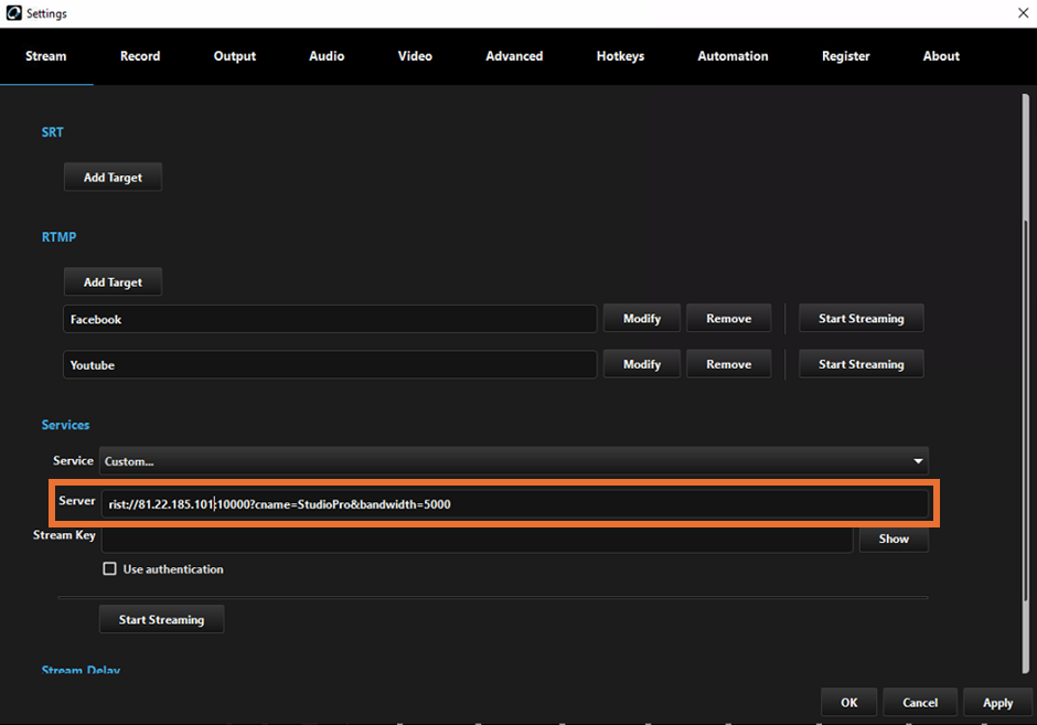 Stream via RIST – Quicklink Knowledge Base