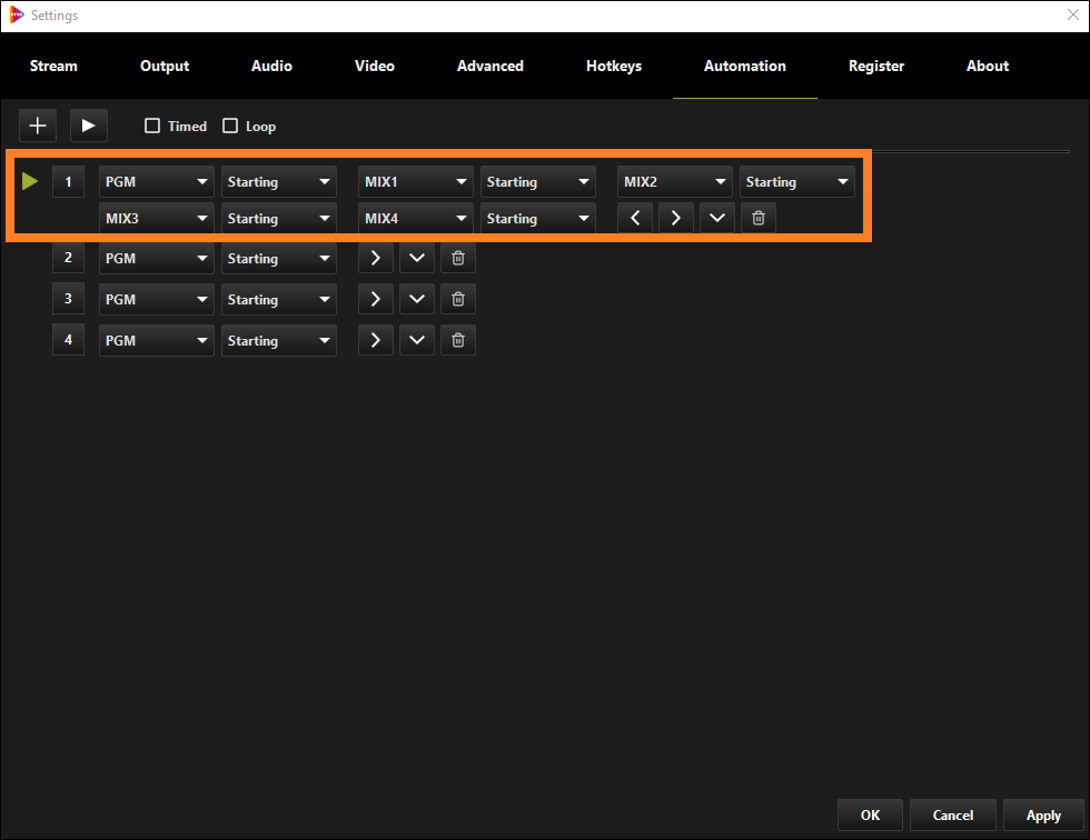 Automation of scenes across mixes – Quicklink Knowledge Base
